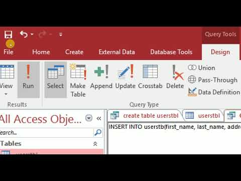 How to Create, Insert, Update, and Delete in MsAccess using SQL