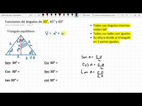 entidades trigonométricas del Angulo de 30 grados
