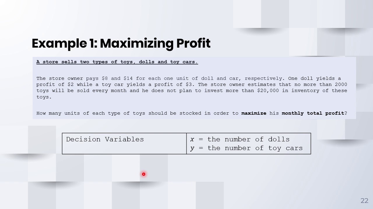 Part IIIa  Example 1: Converting word problem to linear programming model