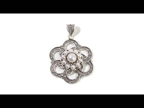 Ottoman Silver Jewelry Pearl Filigree "Flower" Pendant