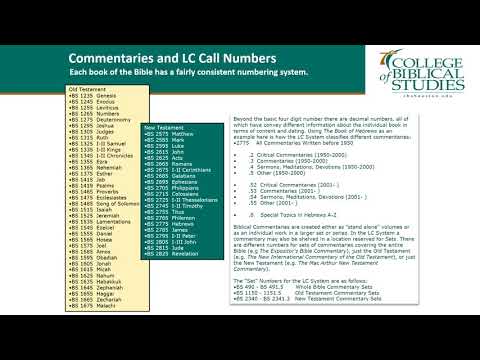 Library of Congress Classification System Tutorial