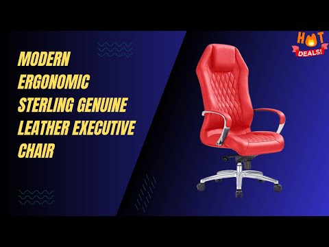 Best Modern Ergonomic Sterling Genuine Leather Executive Chair with Aluminum Base - Red