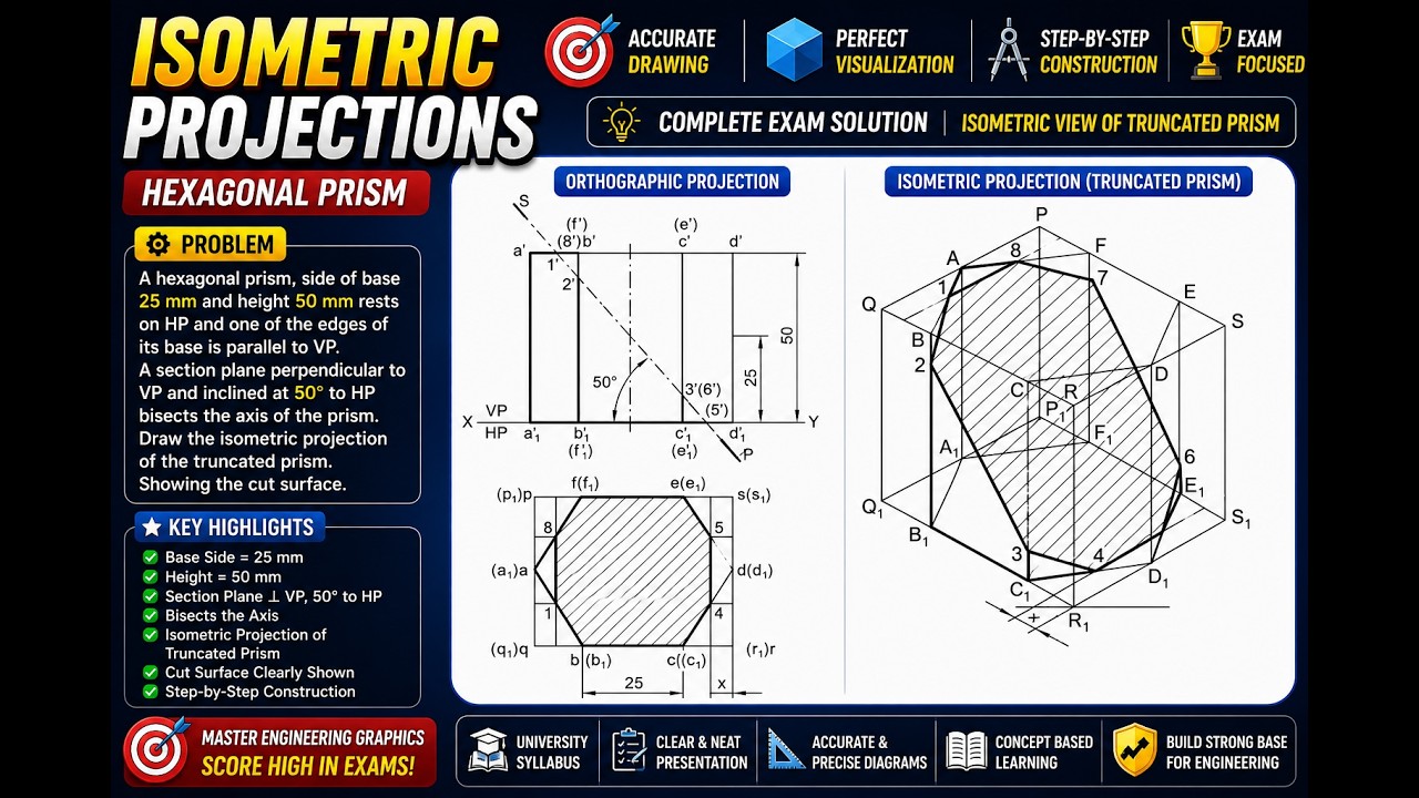 Isometric Projections – 2 | Engineering Graphics Made Easy (CAD Method)