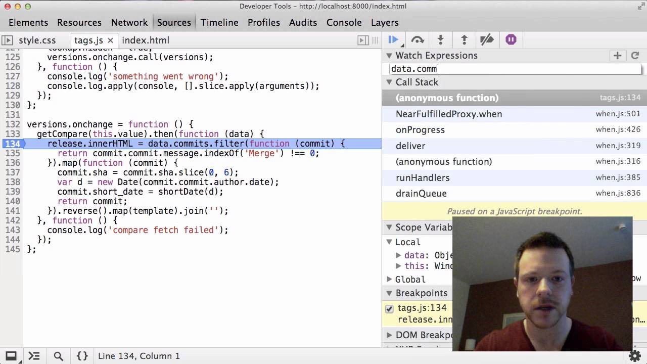 devtools workflow: uses watches