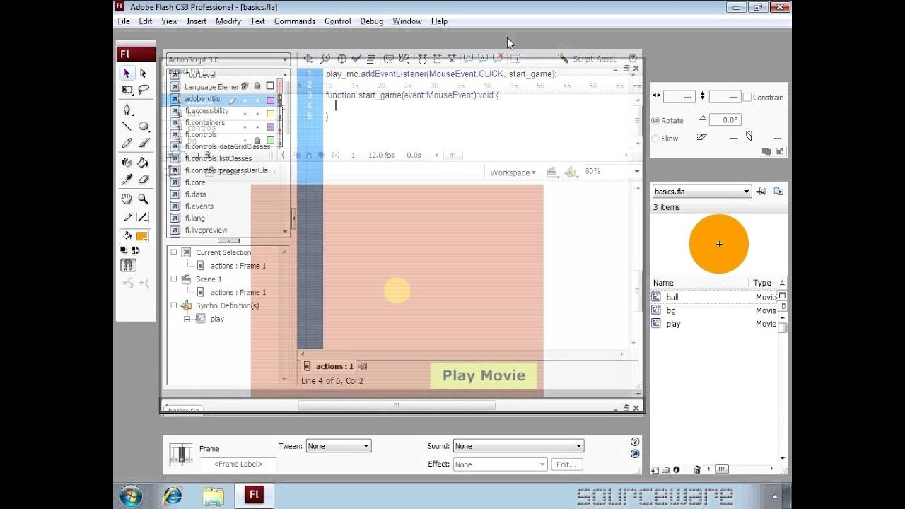 ActionScript 3.0 Basics Tutorial for Absolute Beginners - Part 1/3