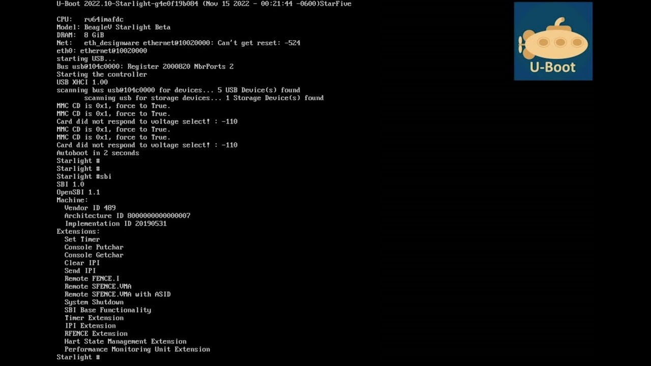 StarFive JH7100 U-Boot with HDMI and USB support, booting Ubuntu from USB