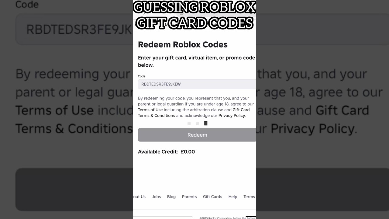 Guessing Roblox Gift Card Codes (IT WORKED!!!) #roblox #giftcard #robux