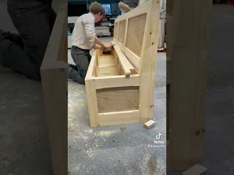 Satisfying fit on a pine storage bench #satisfyingvideo #woodworking