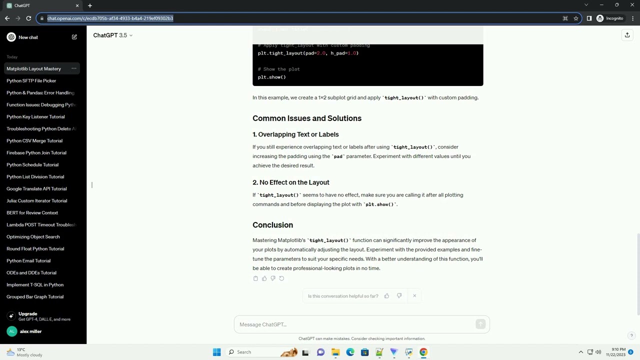 python Matplotlib tight layout never work well