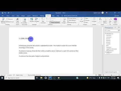 Using Thesaurus in Ms word 2019