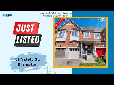 Just Listed: 32 Yately St, Brampton, for Lease