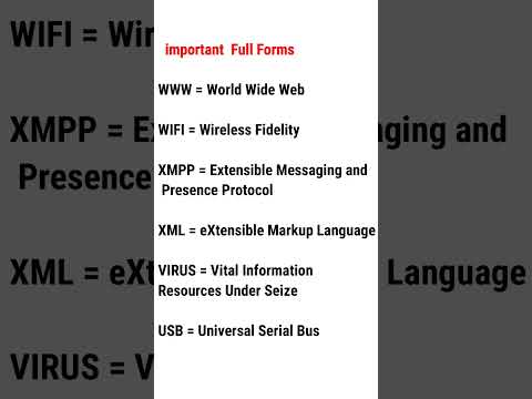 full form of WWW WIFI XMPP XML VIRUS USB | important full form
