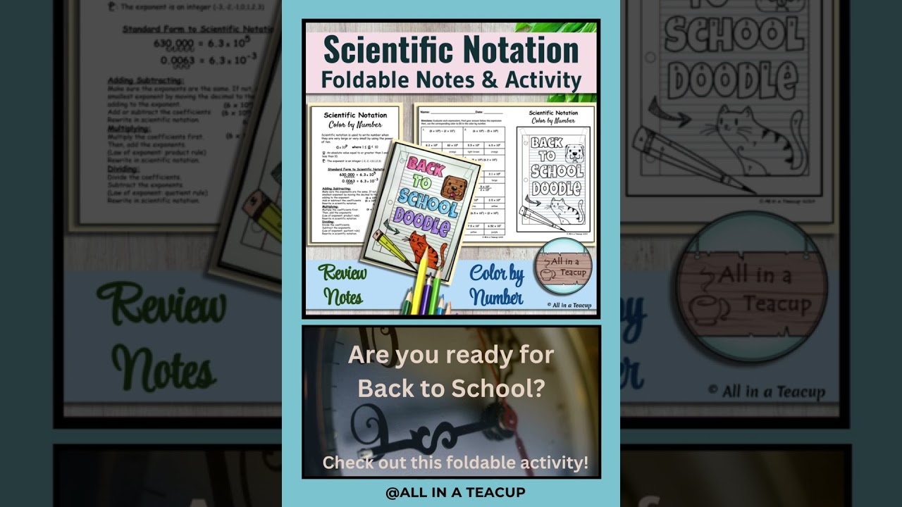 Scientific Notation Foldabl Interactive Notebook and Color by Number