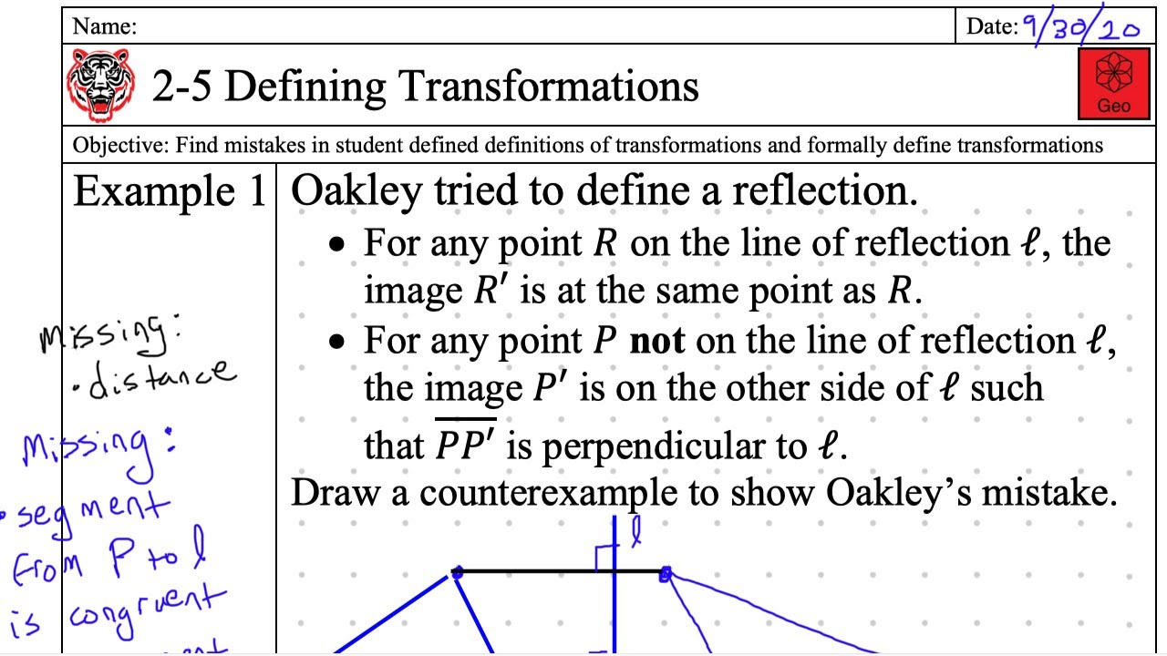 Geometry Notes 2-5 Defining Transformations