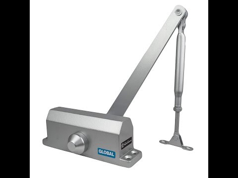 Global Door Controls Compact Commercial Door Closer in Aluminum with Adjustable Spring Tension