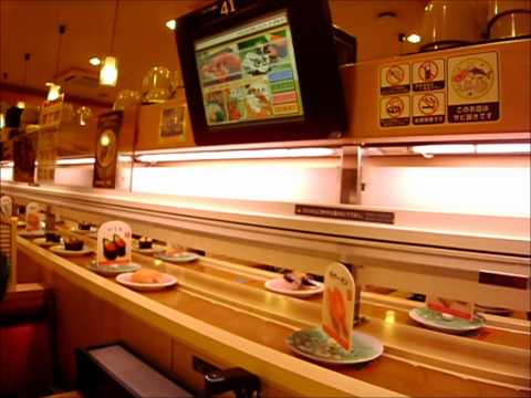 Japanese Customer Food # 60 Touch screen menu Japanese bullet train delivered sushi restaurant