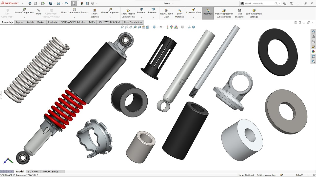 How To Design Splendor Bike Rear Shocker in Solid works #solidworks #splendor #youtube #shocker
