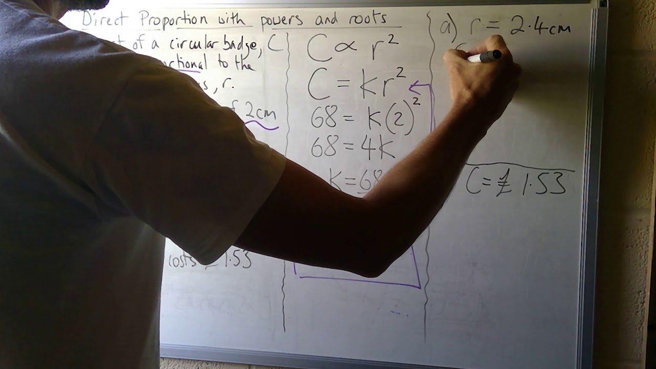 Direct proportion with powers and roots