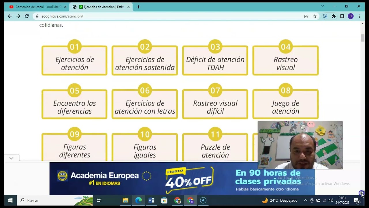 Cuadernillo con Ejercicios para trabajar la atención en ecognitiva.com