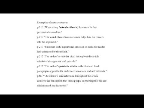 Examples of topic sentences