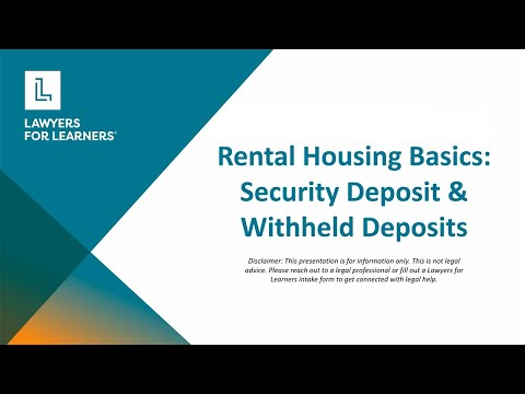 Rental Housing Basics: Security Deposit Overview