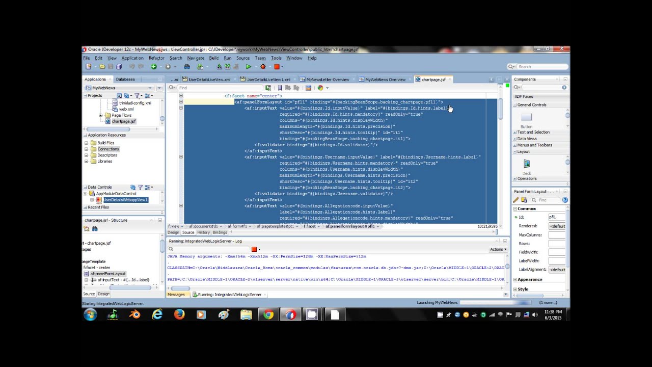 Döcu Content JDeveloper Weblogic Error