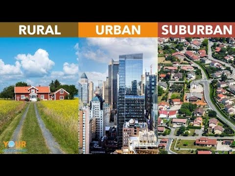 what is the meaning of urban, suburban ,and rural ?And what are differentiating points ?💫