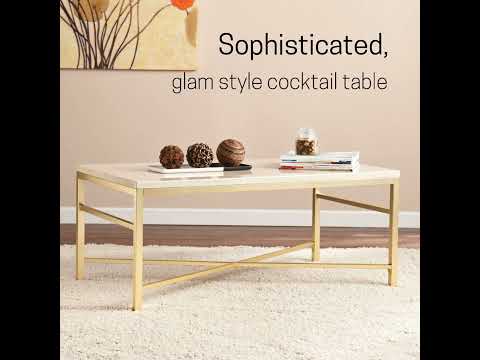 Southern Enterprises Orinda Off White Faux Stone Cocktail Table - The Classy Home