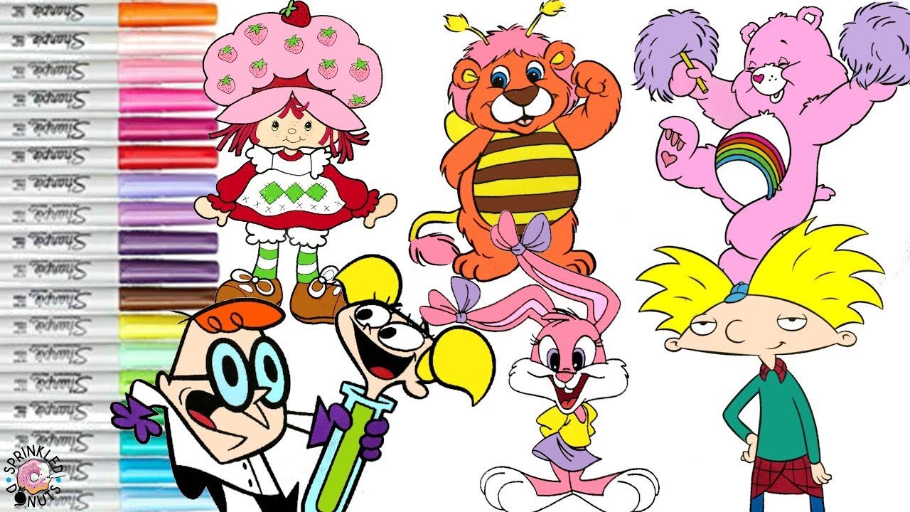 Retro Cartoon Coloring Book Compilation Tiny Toons The Wuzzles Care Bears Dexters Lab 80’s and 90’s