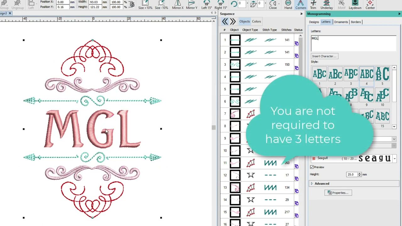 Creating Monograms in Hatch Embroidery