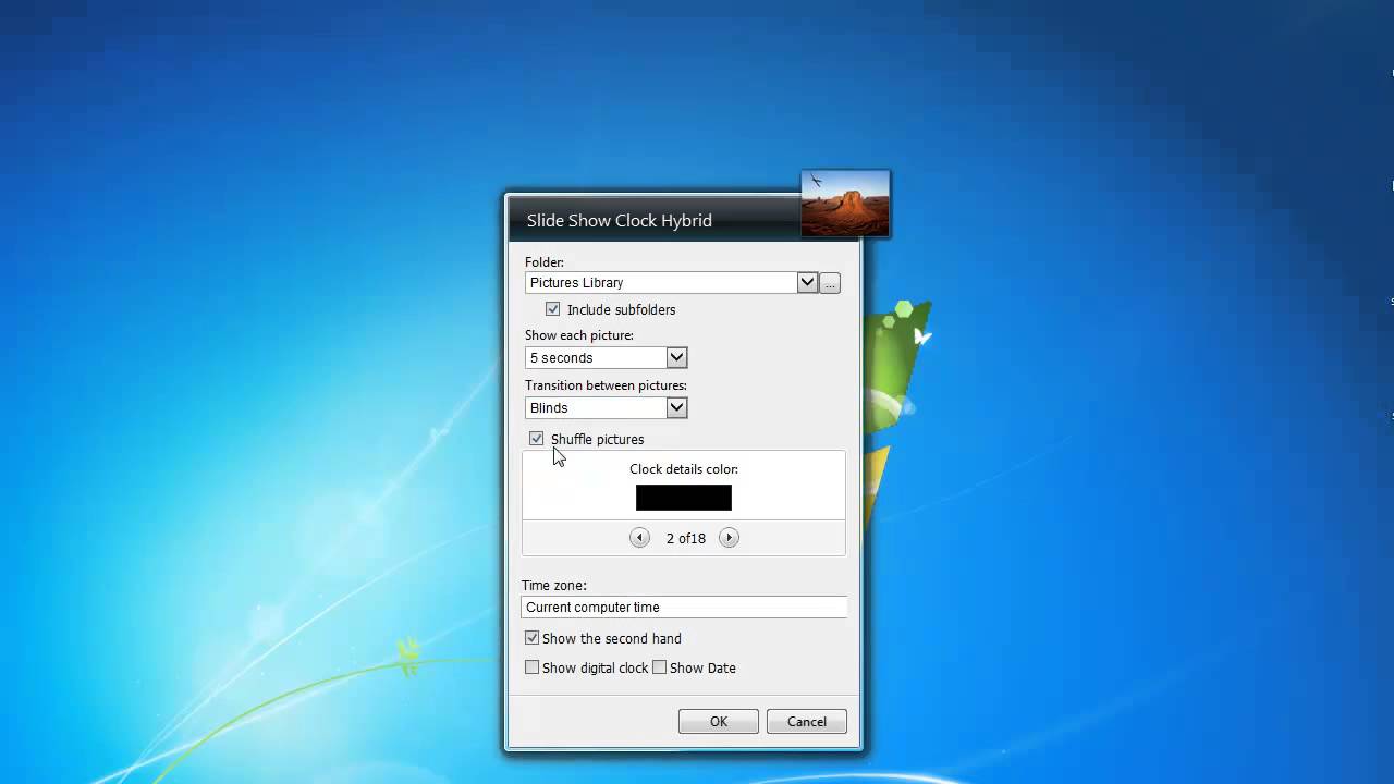 SlideShow Clock Windows 7 Sidebar Gadget