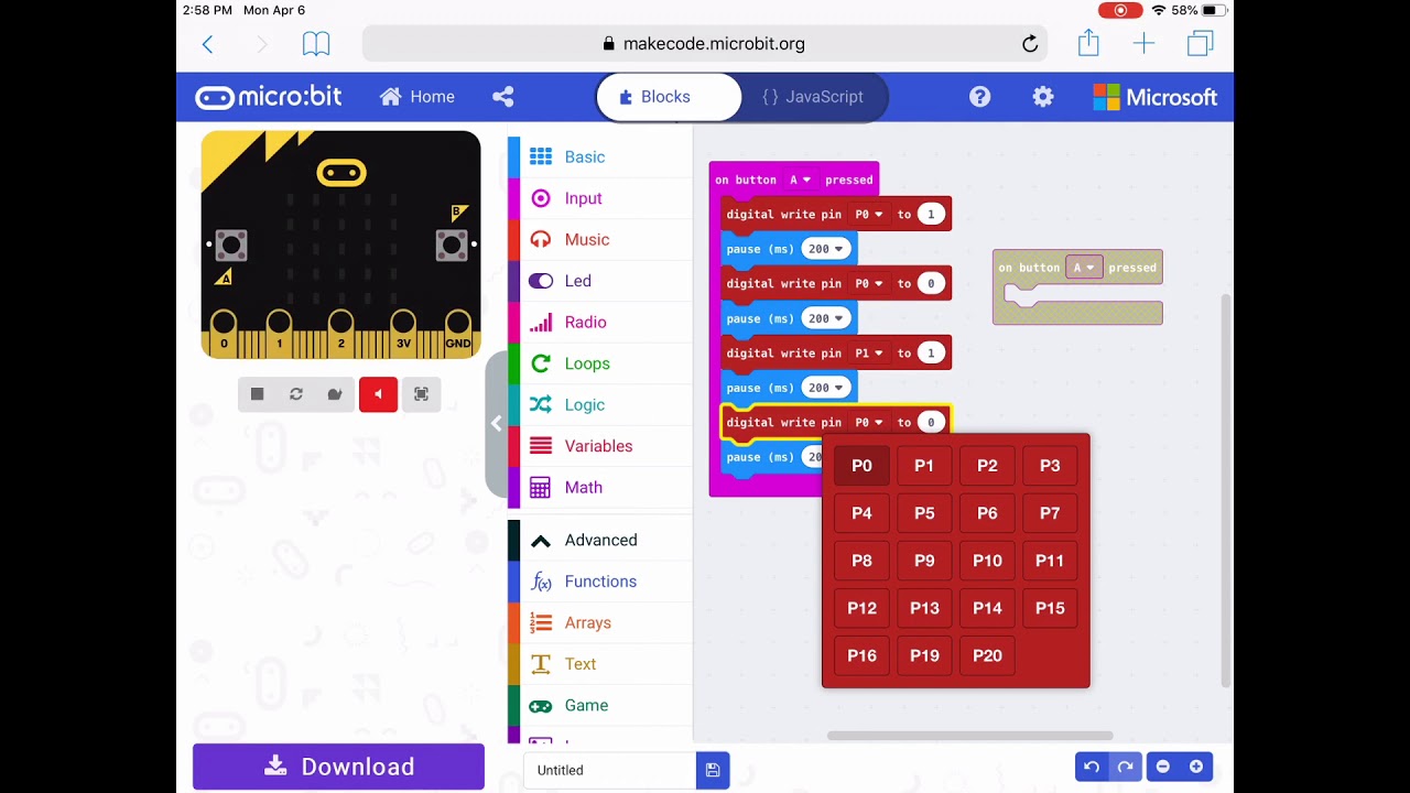 3 Flashing LED Lights on a Micro:bit