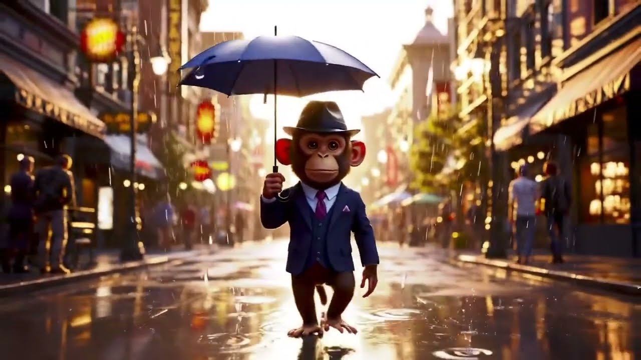 Dapper Monkey in the Rain: A Whimsical 3D City Adventure | Stunning HD Animationlv 0 20250908025041