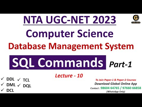 SQL Commands in DBMS-1 Video Lecture - Crash Course for UGC NET Computer science