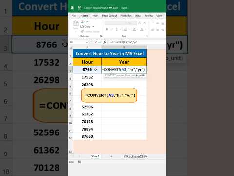 How to Convert Hours into Years in Excel #shortfeed #excel #excelbasic