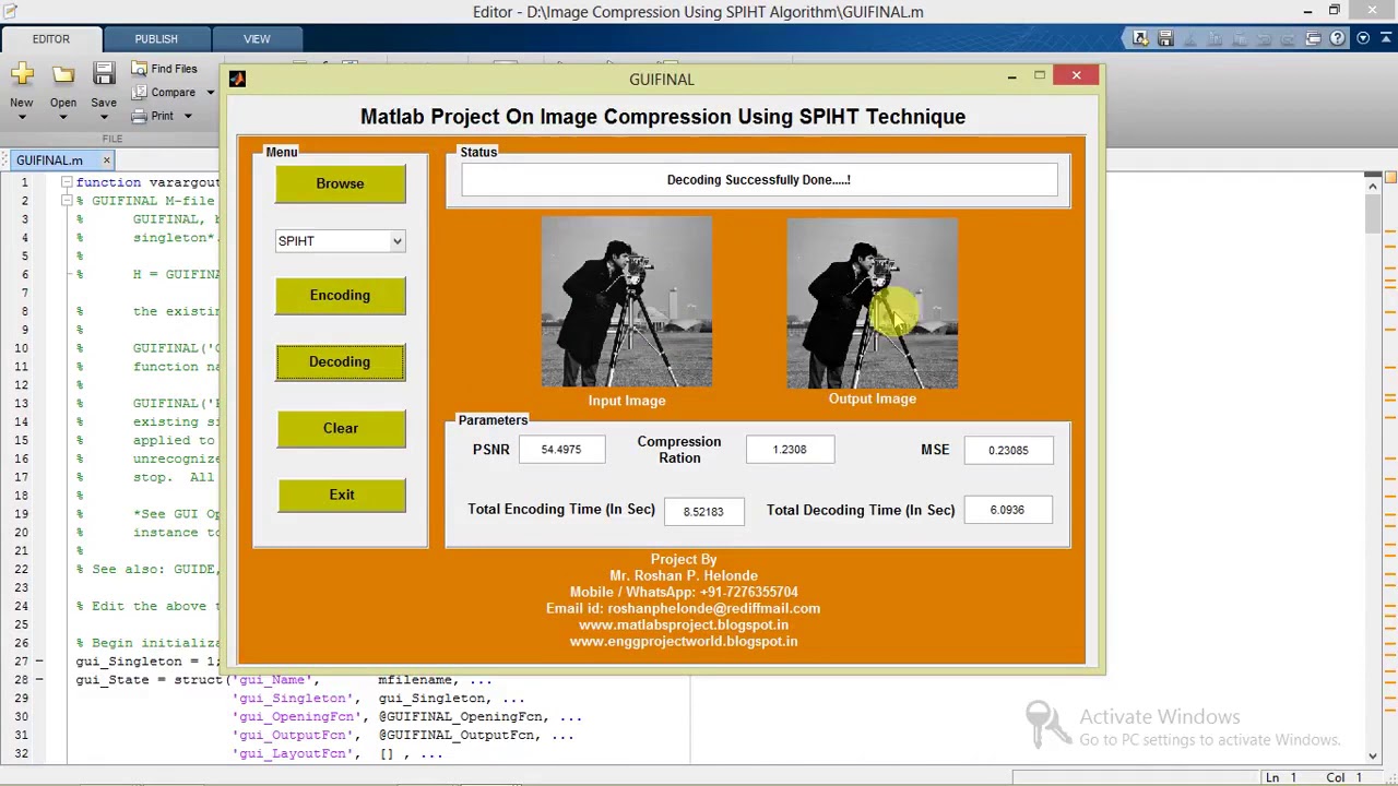 Image Compression using SPIHT Matlab Project Code