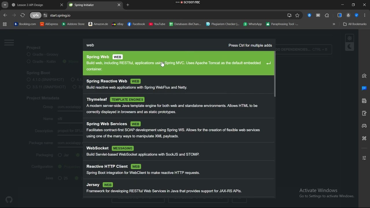 Practical 1 part 1 – Creating a spring boot app using spring initializr