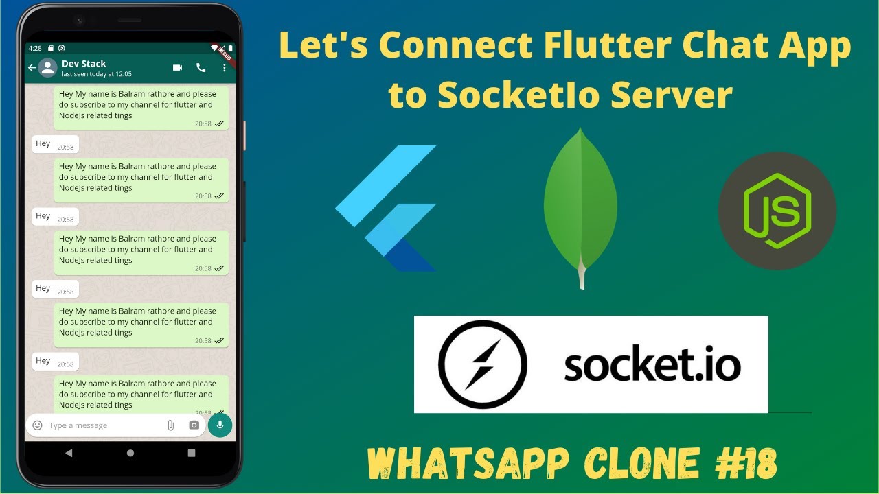 Flutter - Let's Connect our Chat App to SocketIo Server (Backend) || Realtime Communication || #18