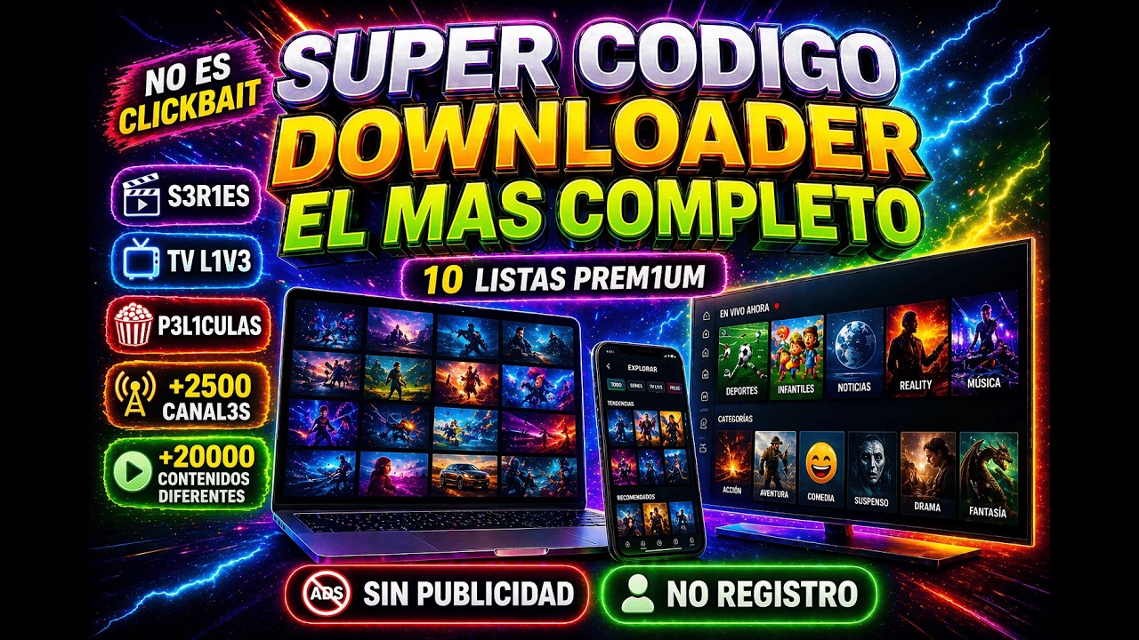 NEW DOWNLOADER CODE THE BEST ALTERNATIVE | 10 PREMIUM LISTS | +2500 CHANNELS | +90000 CONTENT