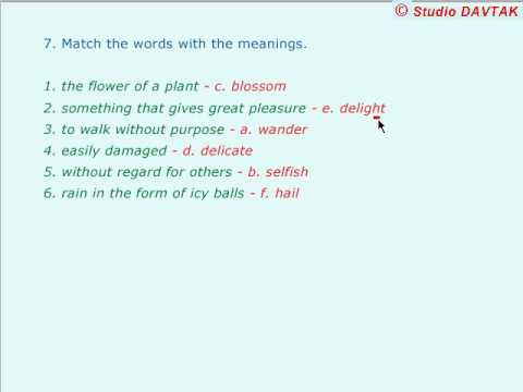 Match the words with the meanings.