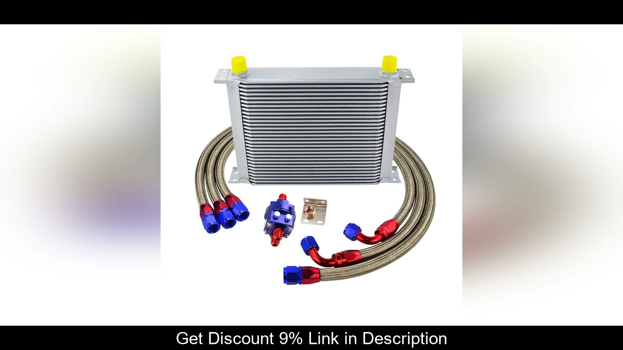 ✨ 30 Rows Oil Cooler Kit Universal AN10 Oil Cooler + Oil Filter Adapter + Staniless Steel Braided H