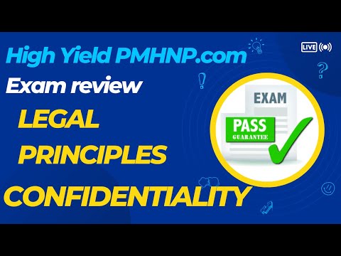 High Yield PMHNP Exam: Legal Principles, CONFIDENTIALITY - So many ways to test for confidentiality