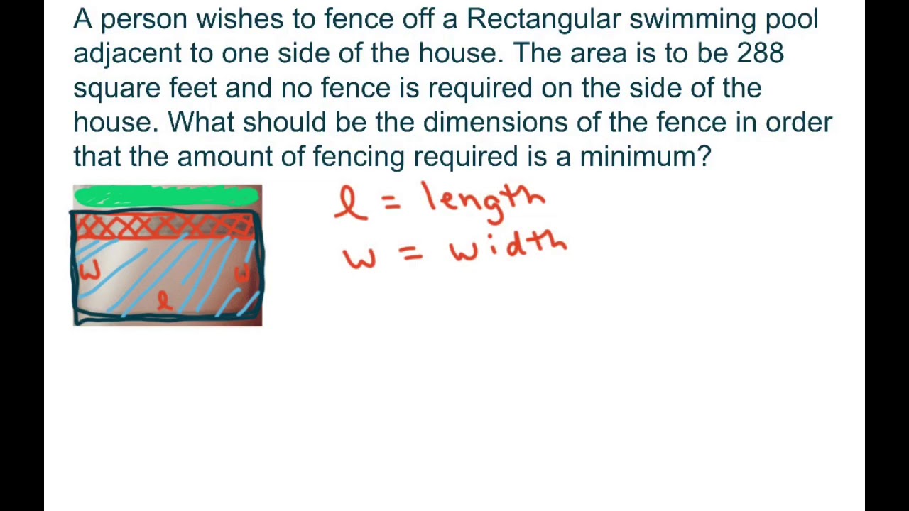 Find Dimensions Of Fence so Amount Of fencing is a Minimum
