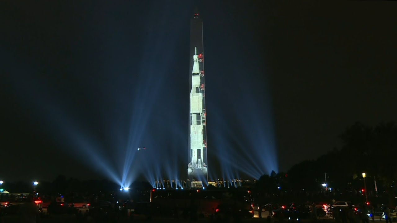 Apollo 11 Rocket projected onto Washington monument | AFP