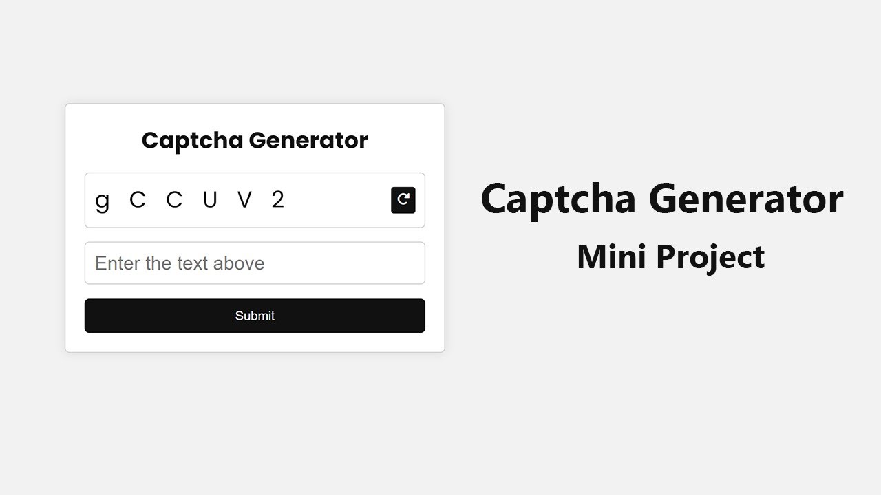 Captcha Generator Using Html Css Javascript | Mini Project