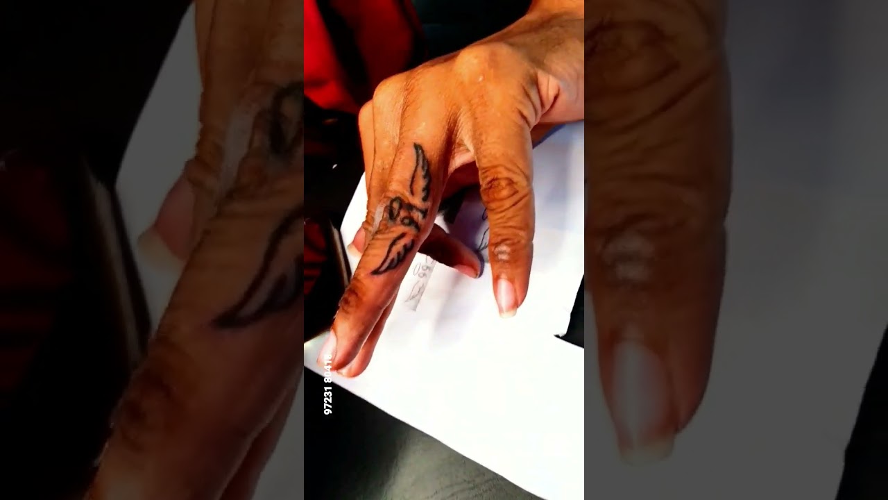 Small cute finger tattoo | Small wings tattoo with 91 letter #art #attitude #shorts