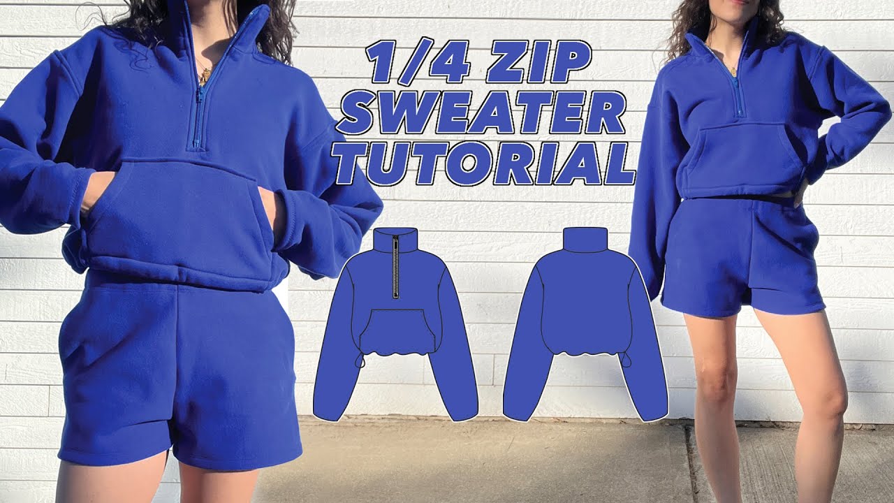 1/4 Zip Sweater Tutorial ✂️ w/ PDF Sewing Pattern Available