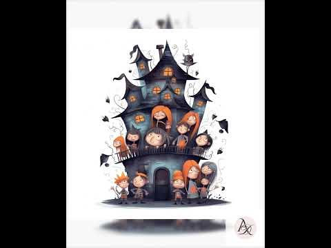 Quirky Halloween Clipart, Haunted House Illustration, Cute Spooky Characters Art, Transparent PNG...