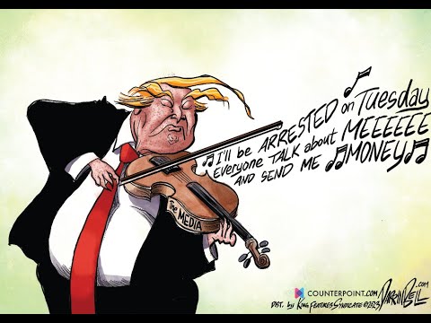 Donald Trump will be arrested on Tuesday - an editorial cartoon