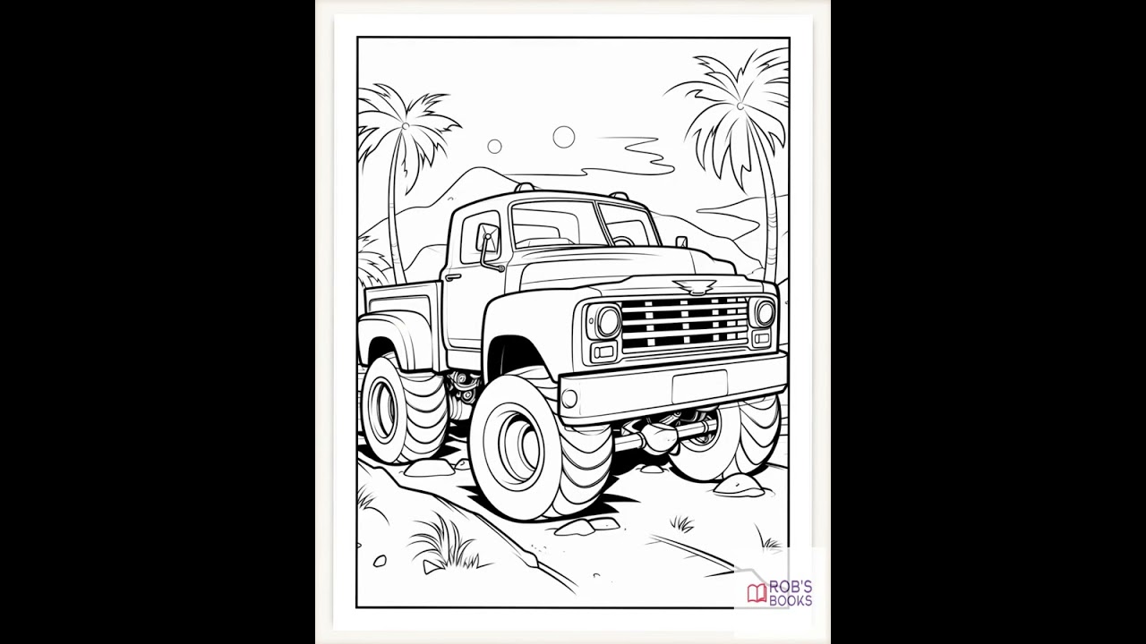 120 Monster truck Coloring Pages For Kids Volume - 1